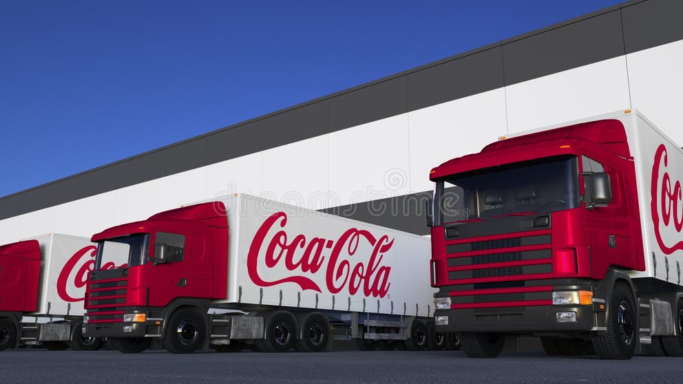 Freight Semi Trucks with Coca-Cola Logo Loading or Unloading at ...
