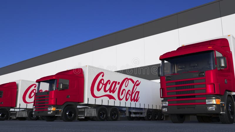 Freight Semi Trucks with Coca-Cola Logo Loading or Unloading at ...