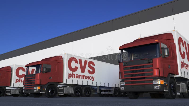 Freight Semi Trucks with CVS Health Logo Loading or Unloading at ...
