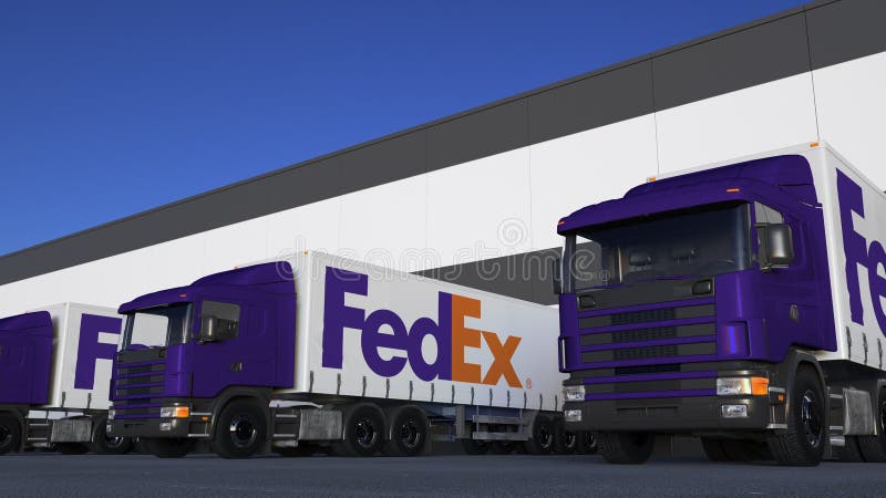 Freight Semi Trucks with FedEx Logo Loading or Unloading at Warehouse ...