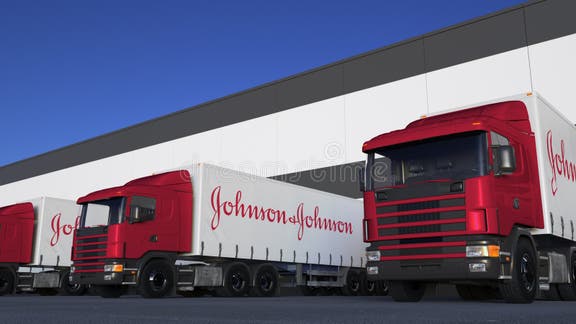 Freight Semi Trucks with Johnson`s Logo Loading or Unloading at ...
