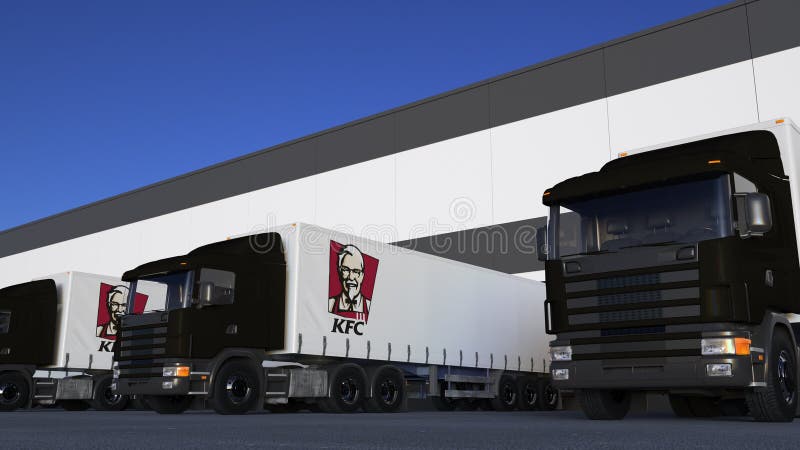 Freight Semi Trucks with Kentucky Fried Chicken KFC Logo Loading or ...