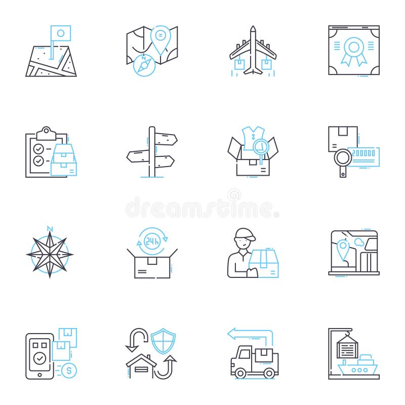 Freight Services Linear Icons Set. Cargo, Shipment, Logistics ...