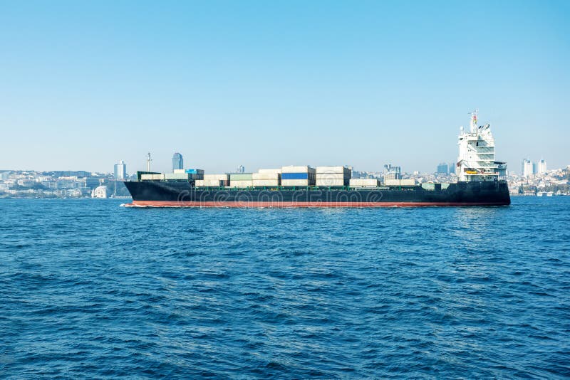 Freight Ship with Cargo Containers Stock Image - Image of freight ...