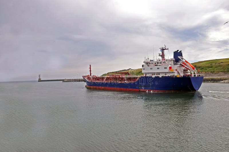 Freight Ship Departing To Open Sea Stock Image - Image of cargo ...