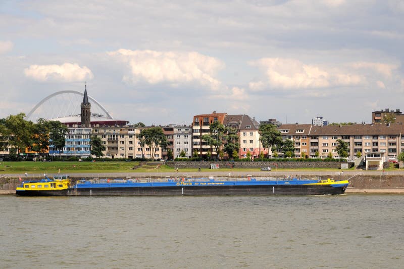 Freight Ship on Rhine River, Cologne Germany Editorial Photo - Image of ...