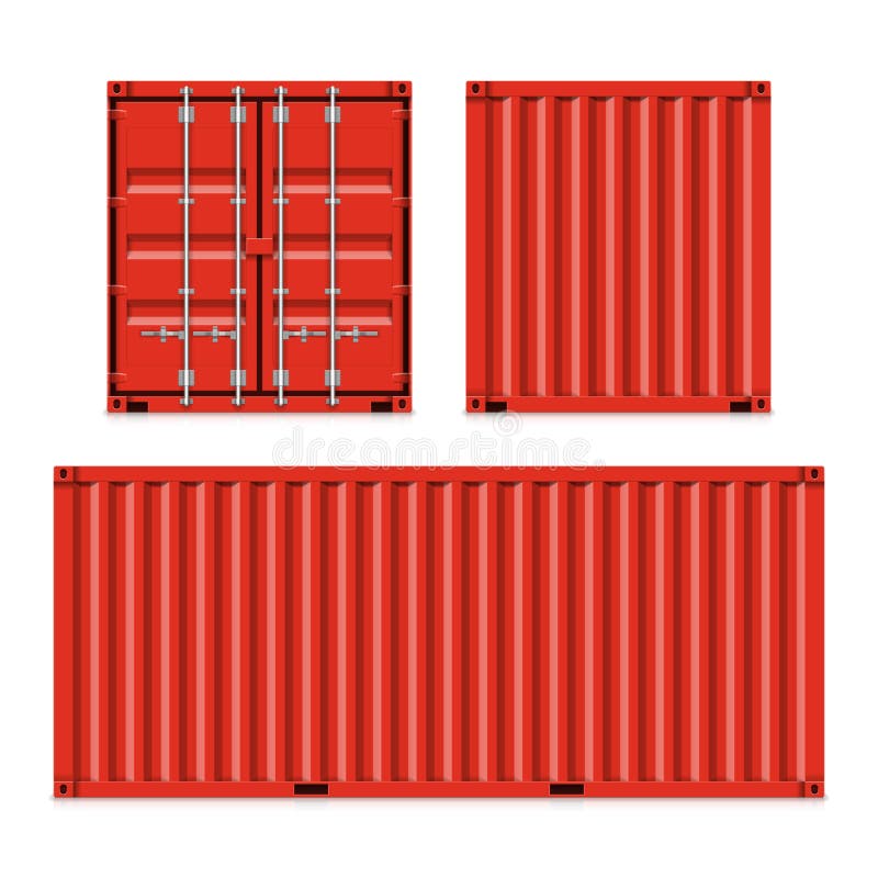 Set of Cargo Container Templates Stock Illustration - Illustration of ...