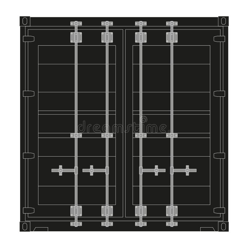 Freight Shipping Container. Outline Drawing Stock Vector - Illustration ...