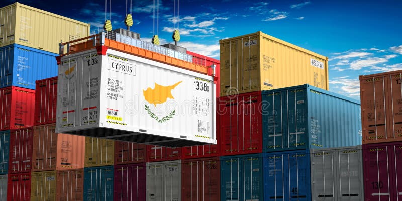 Cyprus - Freight Shipping Container with National Flag Stock ...