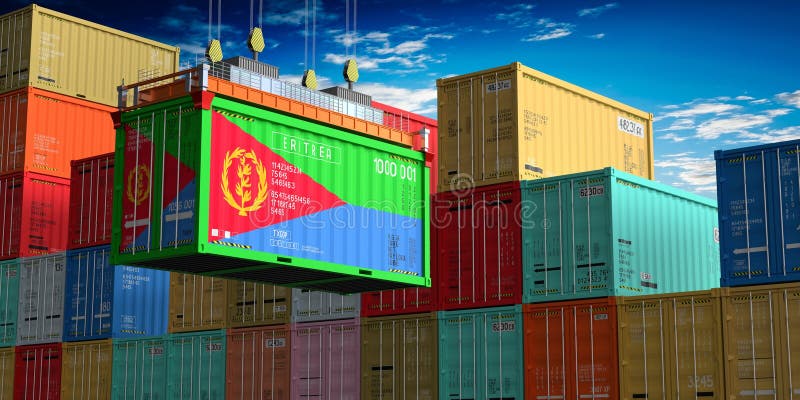 Eritrea - Freight Shipping Container with National Flag Stock ...