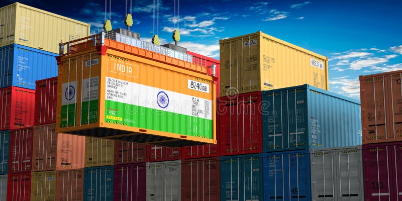 India - Freight Shipping Container with National Flag Stock ...