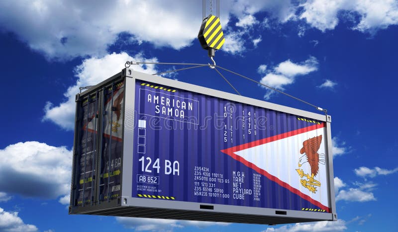 American Samoa - Freight Shipping Container with National Flag on Crane ...