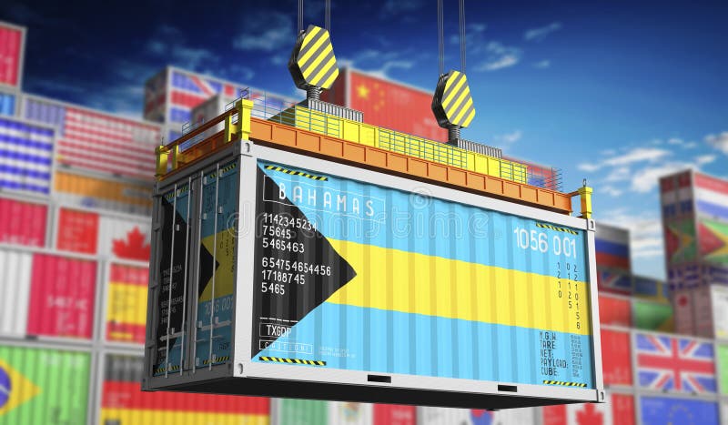 Bahamas - Freight Shipping Container with National Flag Stock ...