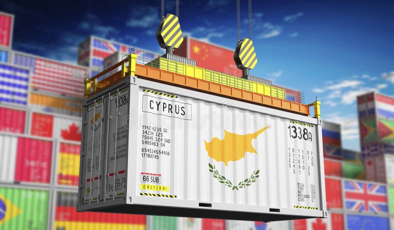 Cyprus - Freight Shipping Container with National Flag Stock ...