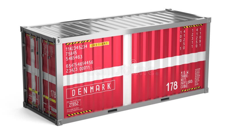 Denmark - Freight Shipping Container with National Flag Stock ...