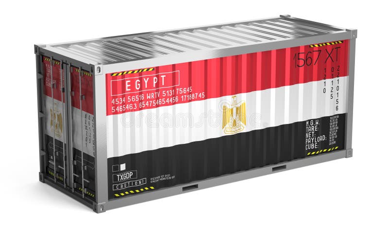 Egypt - Freight Shipping Container with National Flag Stock ...