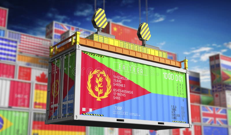 Eritrea - Freight Shipping Container with National Flag Stock ...