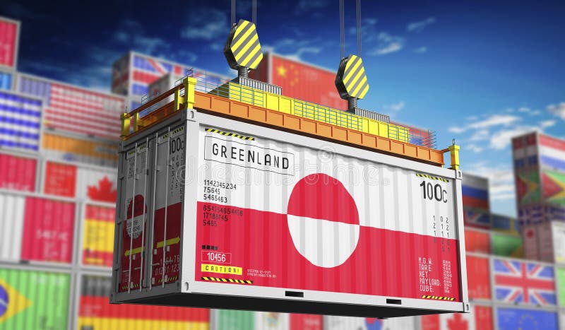 Greenland - Freight Shipping Container with National Flag Stock ...