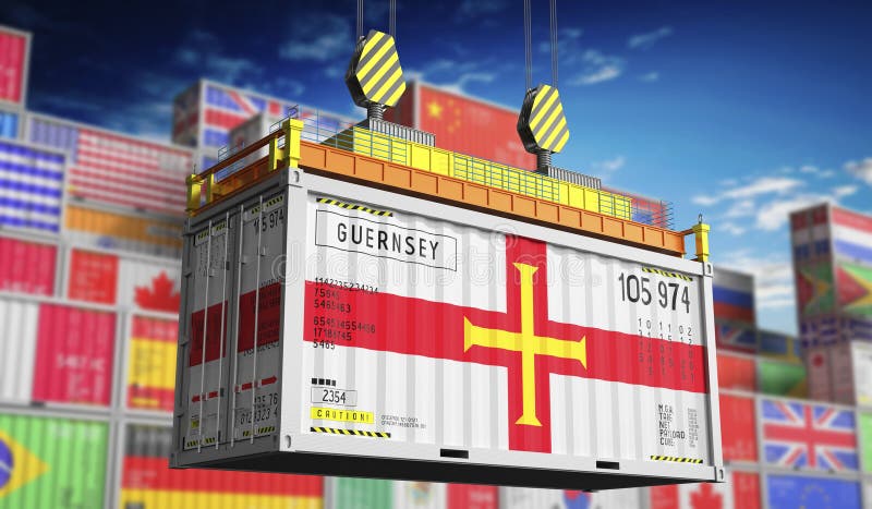 Guernsey - Freight Shipping Container with National Flag Stock ...