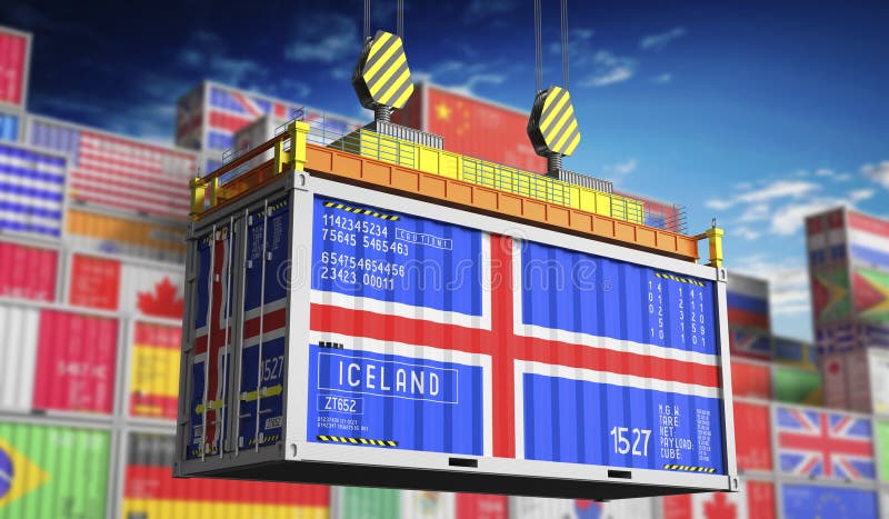 Iceland - Freight Shipping Container with National Flag Stock ...