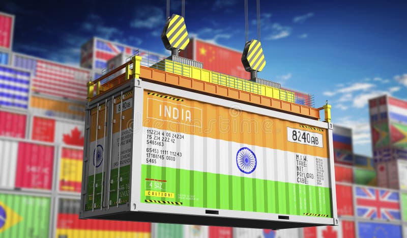 India - Freight Shipping Container with National Flag Stock ...