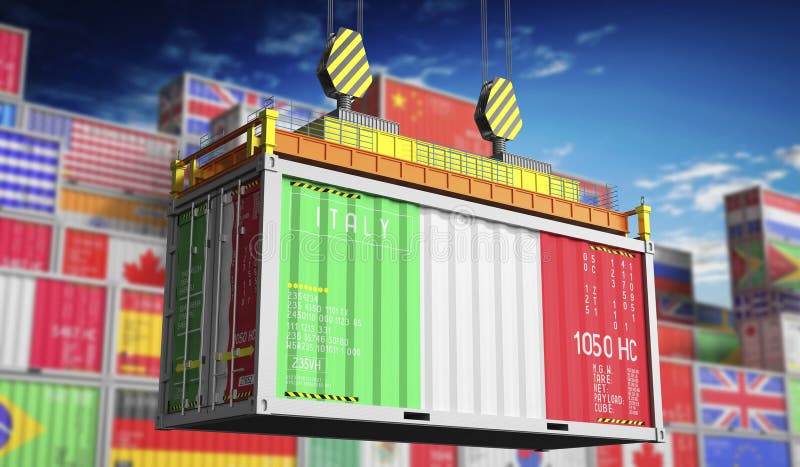 Italy - Freight Shipping Container with National Flag Stock ...