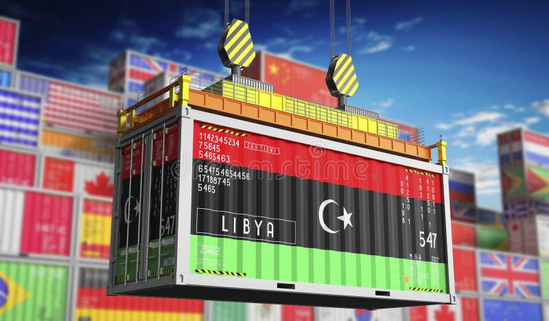 Libya - Freight Shipping Container with National Flag Stock ...