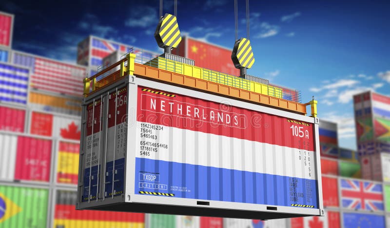 Netherlands - Freight Shipping Container with National Flag Stock ...