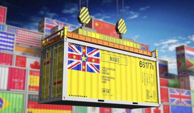 Niue - Freight Shipping Container with National Flag Stock Illustration ...