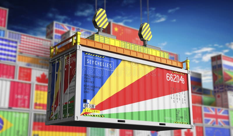 Seychelles - Freight Shipping Container with National Flag Stock ...