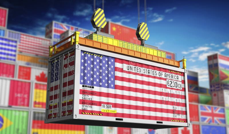 USA - Freight Shipping Container with National Flag Stock Illustration ...