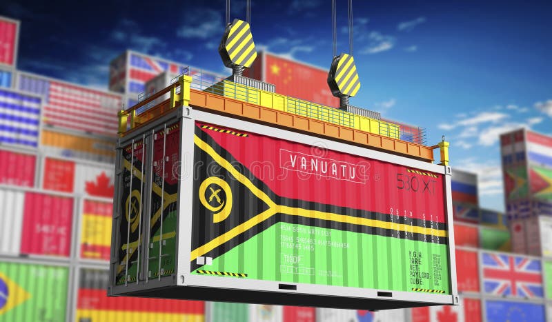 Vanuatu - Freight Shipping Container with National Flag Stock ...