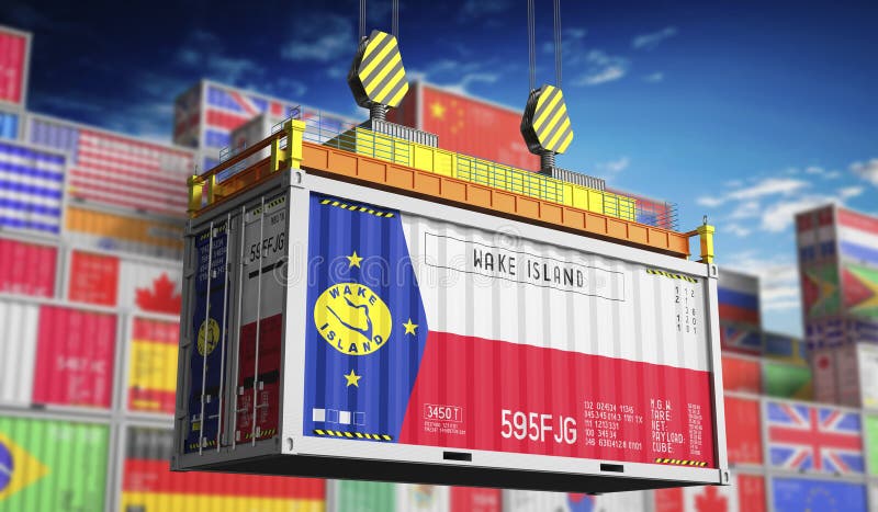 Wake Island - Freight Shipping Container with National Flag Stock ...