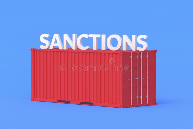 Freight Shipping Container, Word Sanctions Stock Illustration ...