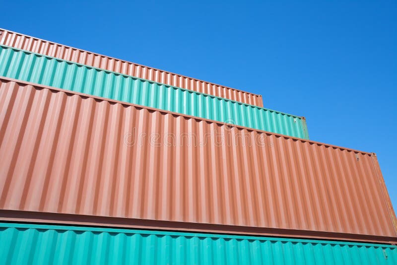 Freight Shipping Containers Stock Image - Image of stacked, background ...