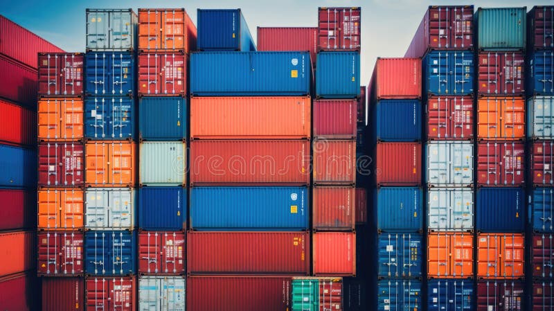 Freight Shipping Containers at the Docks Background Stock Illustration ...