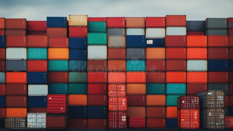 Freight Shipping Containers at the Docks Background Stock Image - Image ...
