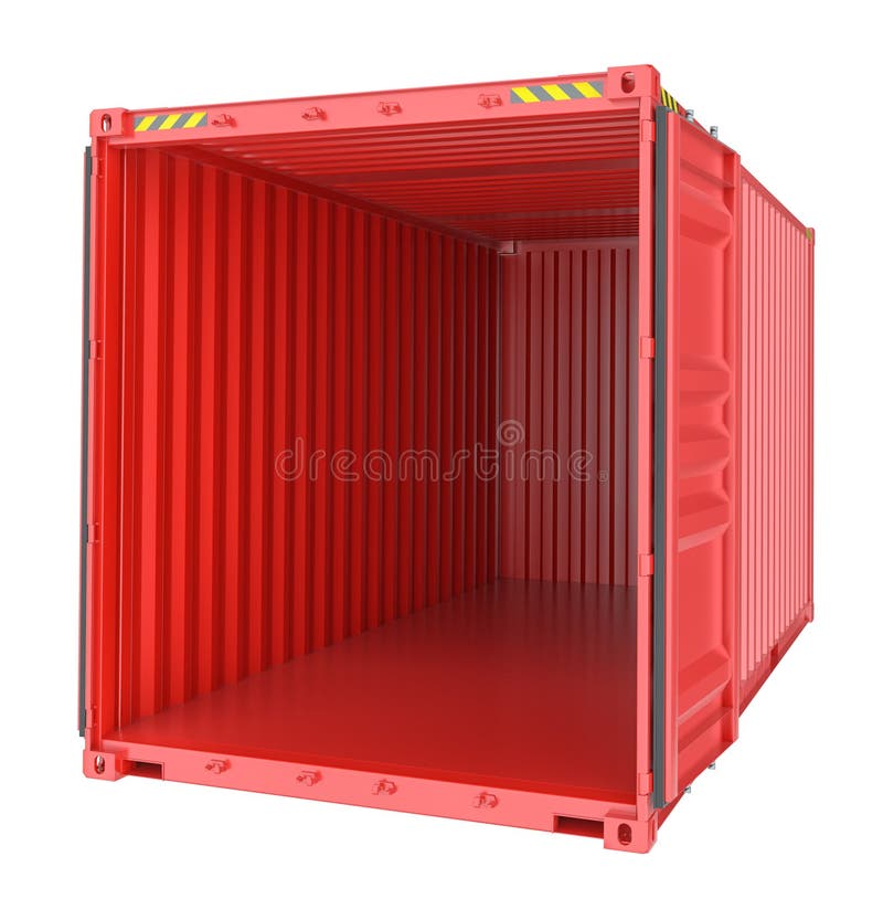 3d Red shipping container stock illustration. Illustration of port ...