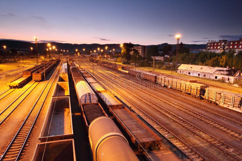 Freight Station With Trains Stock Image - Image of dispatching, metal ...