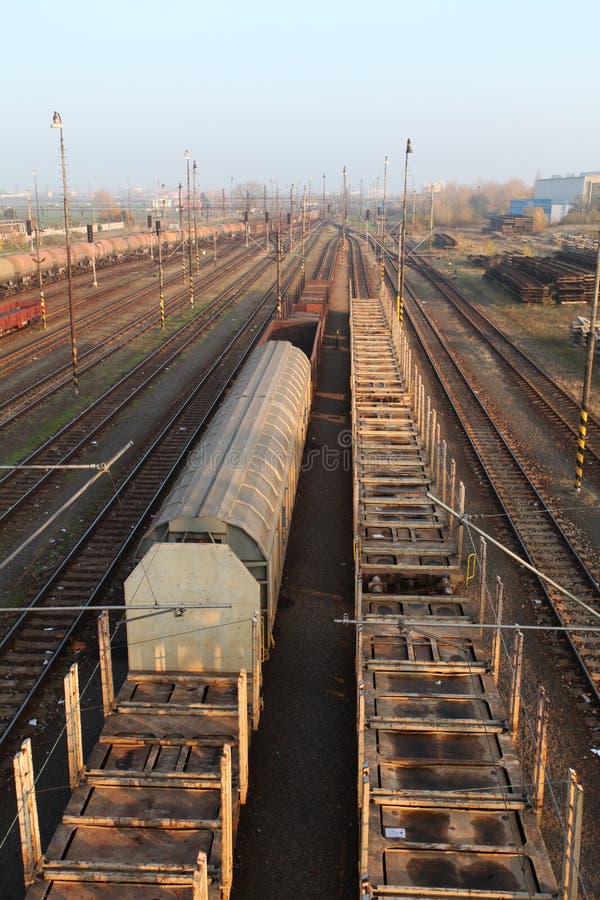 Freight Station with Trains Stock Image - Image of platform, depot ...