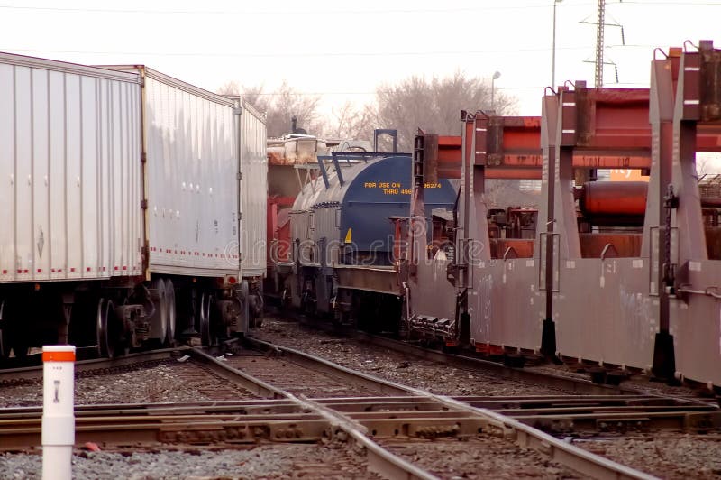 Train Rails and Switch Flags Stock Image - Image of outdoor, blue: 5449351