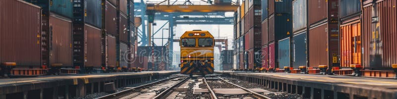 A Freight Train is Being Loaded with Containers at a Railway Station ...