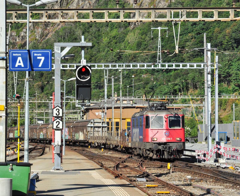 Freight Train at Brig Station Editorial Photo - Image of loco, class ...
