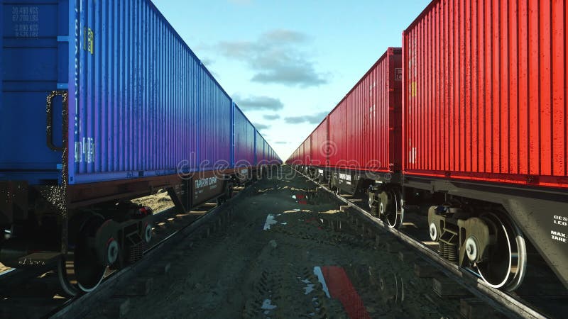 Freight Train with Cargo Containers. Logystic Concept. Realistic ...