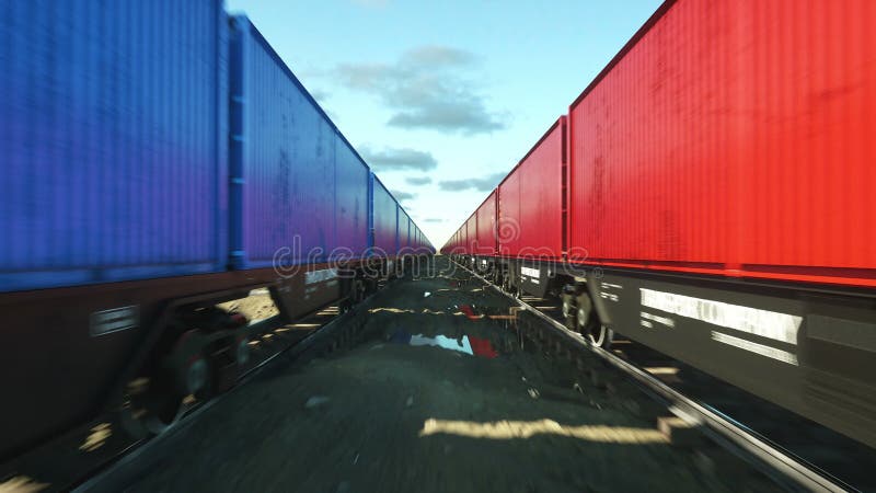 Freight Train with Cargo Containers. Logystic Concept. Realistic ...