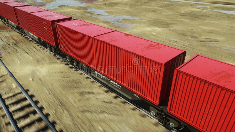 Freight Train with Cargo Containers. Logystic Concept. Realistic ...