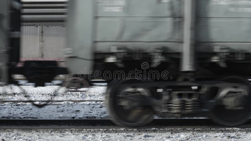 Freight Train with Cargo Containers Passes by a Camera. Moving Freight ...
