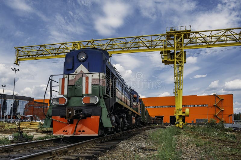 Freight Train with Cargo Exits from Warehouse Stock Image - Image of ...