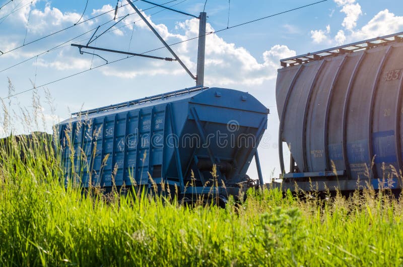 Freight train with cargo editorial stock image. Image of business ...