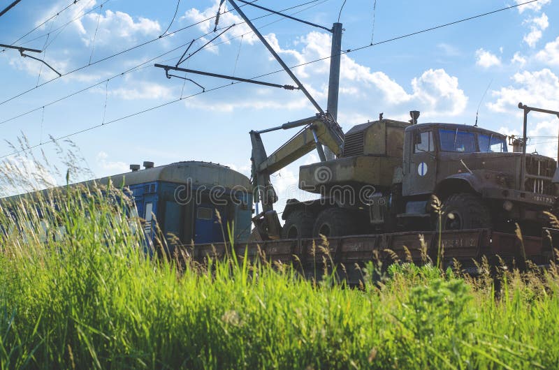 Freight train with cargo editorial photo. Image of electricity - 96773856